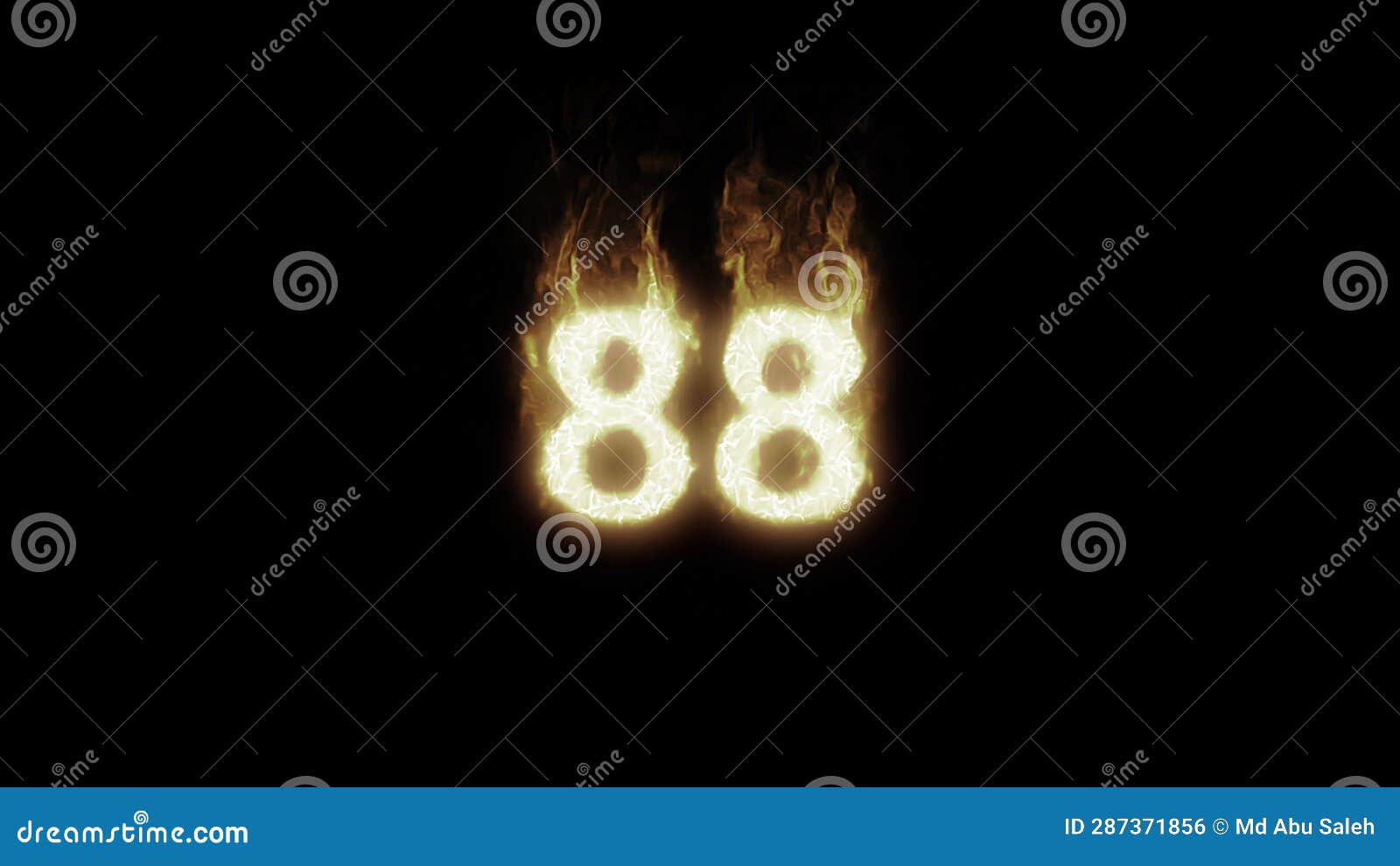 Burning Number 88. Fire Number. Alpha Channel. Transparent Background ...
