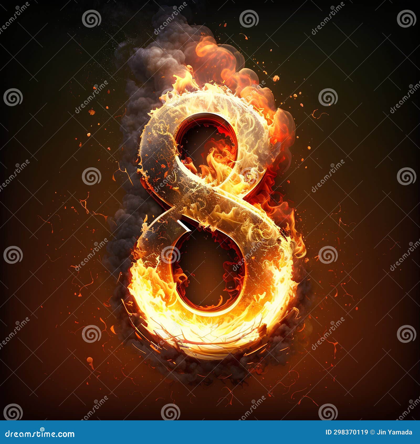 Burning Number 8 in the Style of Fire on a Dark Background Stock ...