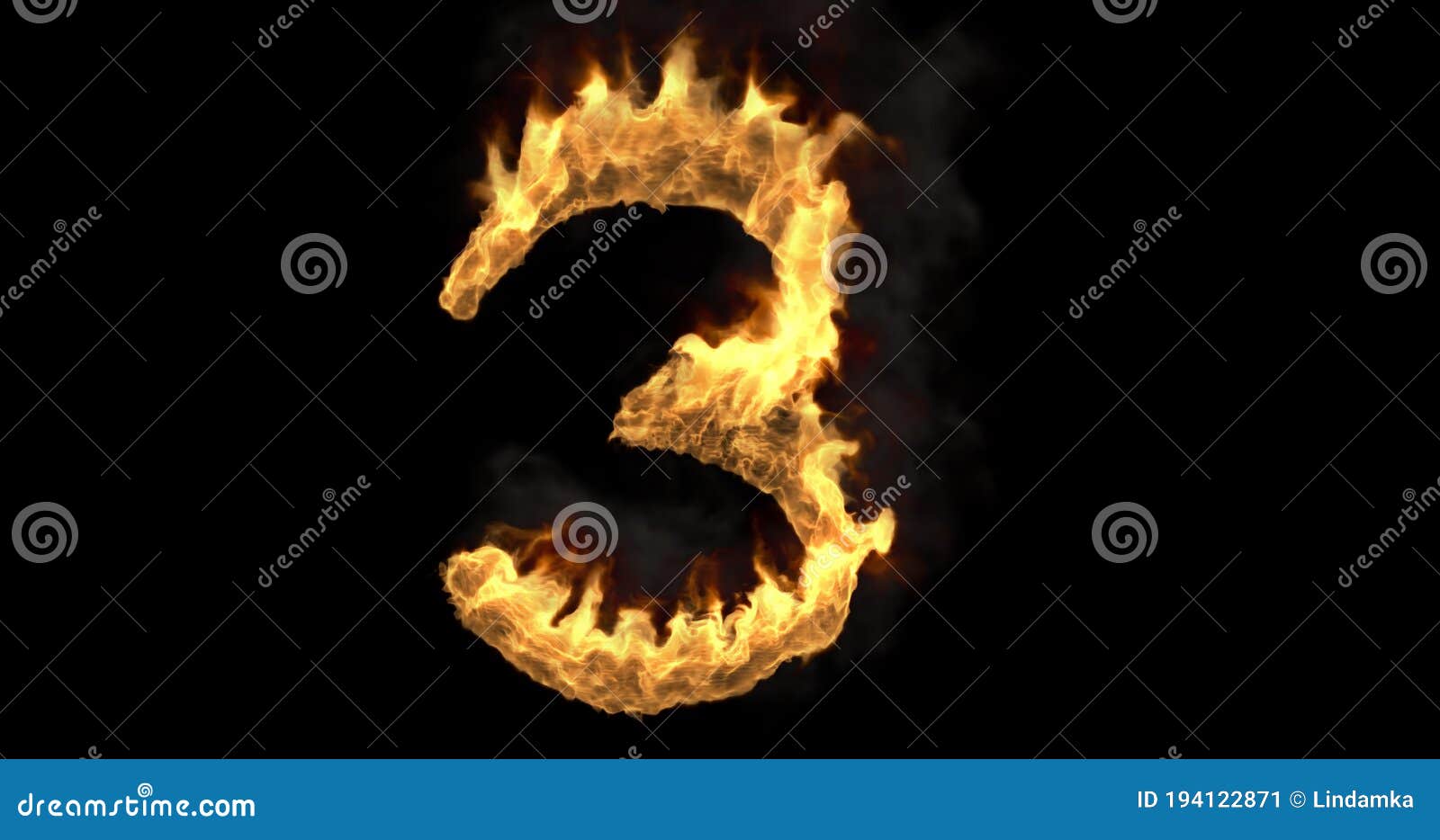 Burning Number Three on a Transparent Background Stock Illustration ...