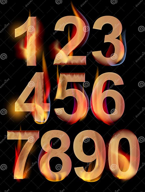 Burning numbers stock vector. Illustration of idea, numeral - 24009773