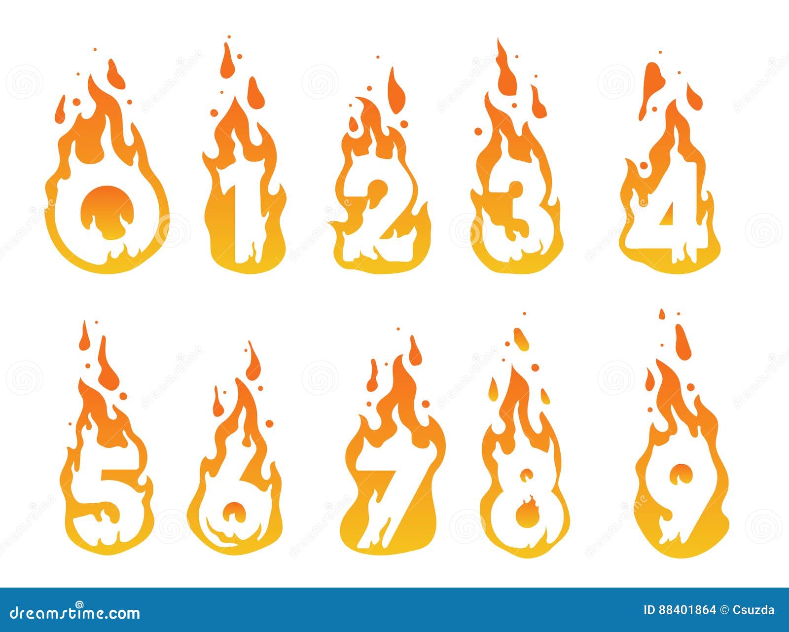 Burning Numbers Illustration Stock Vector - Illustration of number ...