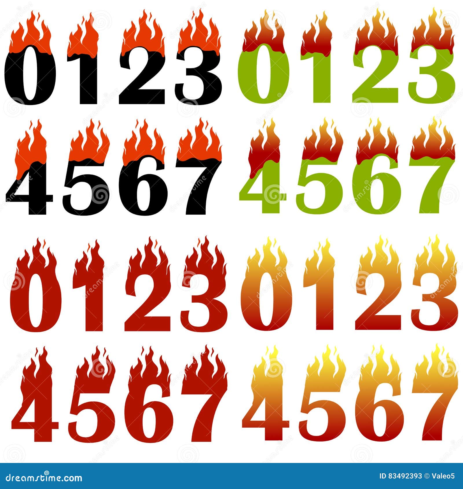Burning Numbers Isolated stock illustration. Illustration of emblem ...