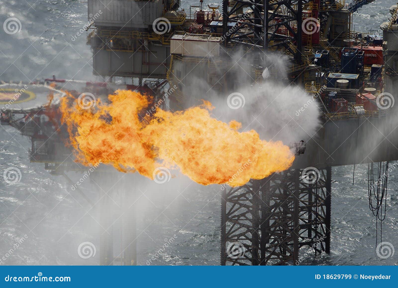 Burning off gas on a rig editorial stock image. Image of fuels - 18629799