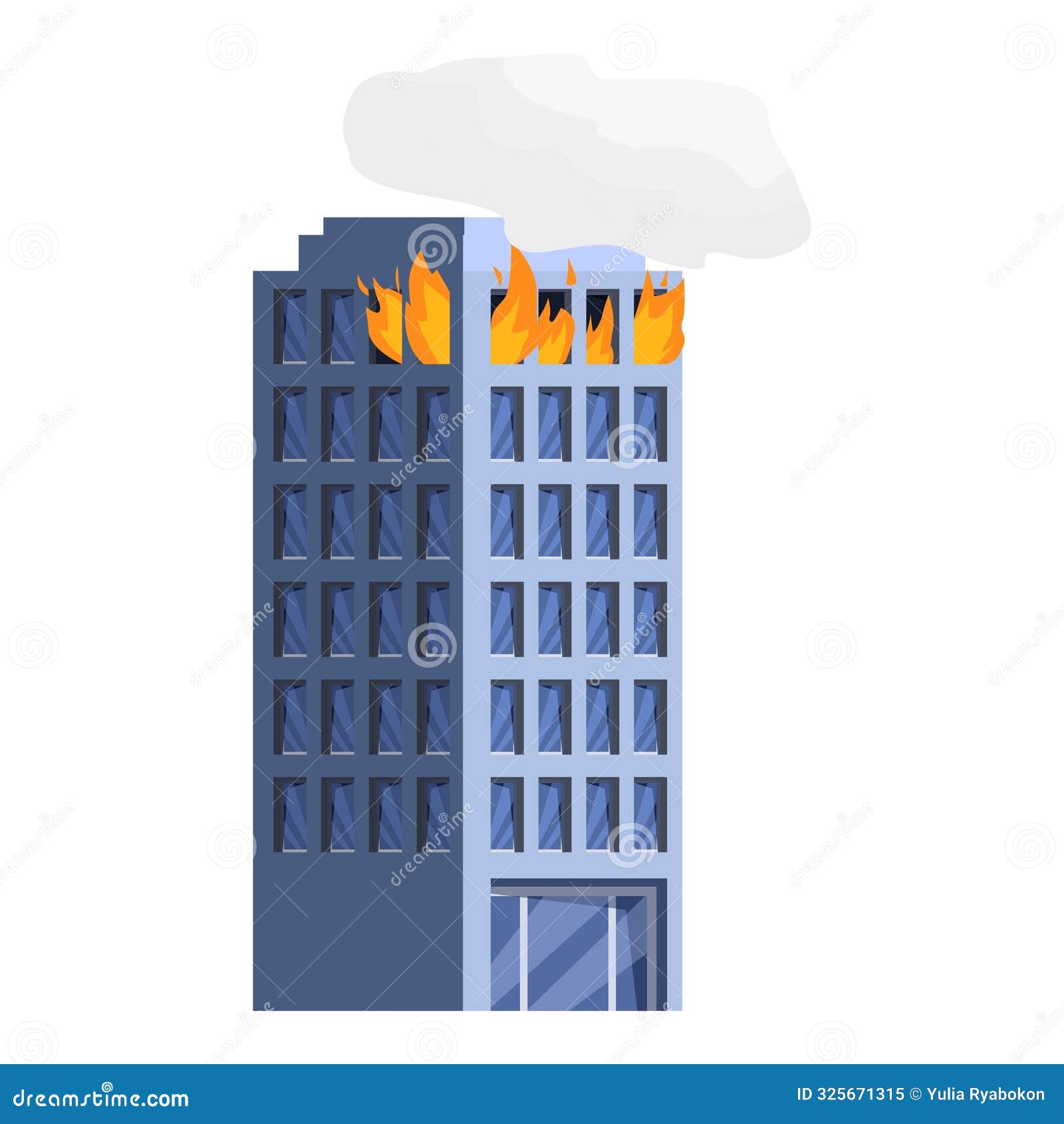 Burning Office Building with Smoke and Flames Stock Vector ...