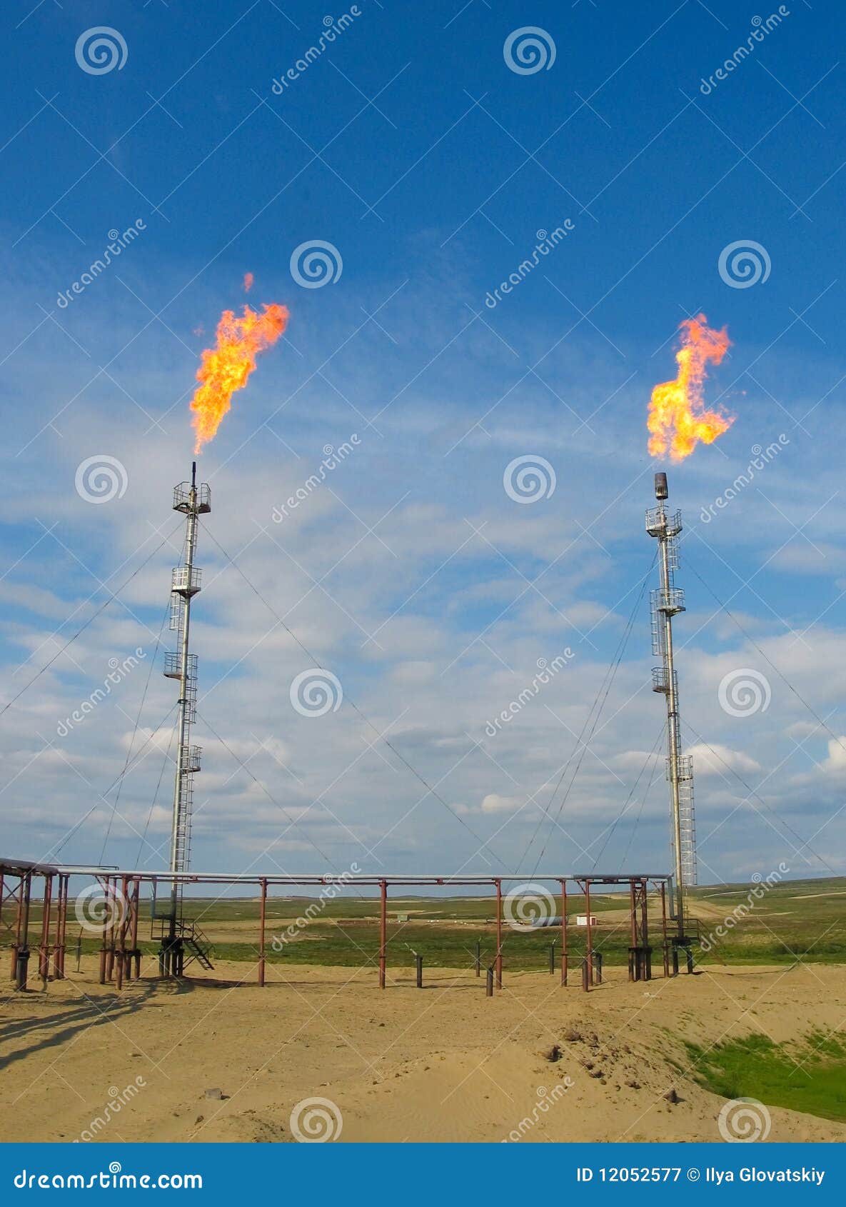 Burning oil gas flares stock image. Image of flame, energy - 12052577