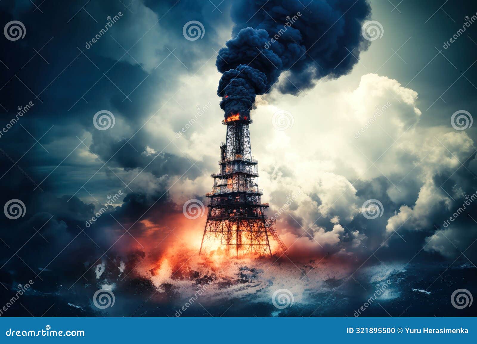 A Burning Oil Rig Stands As a Grim Testament To the Environmental ...