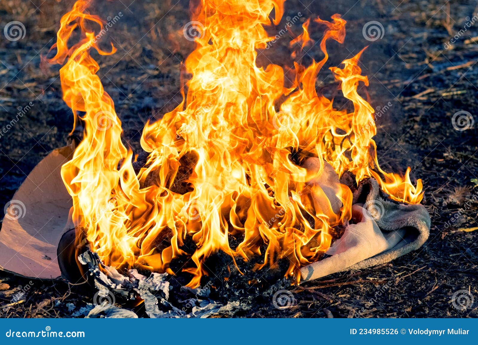 Burning Old Clothes after an Infectious Disease Stock Photo - Image of ...