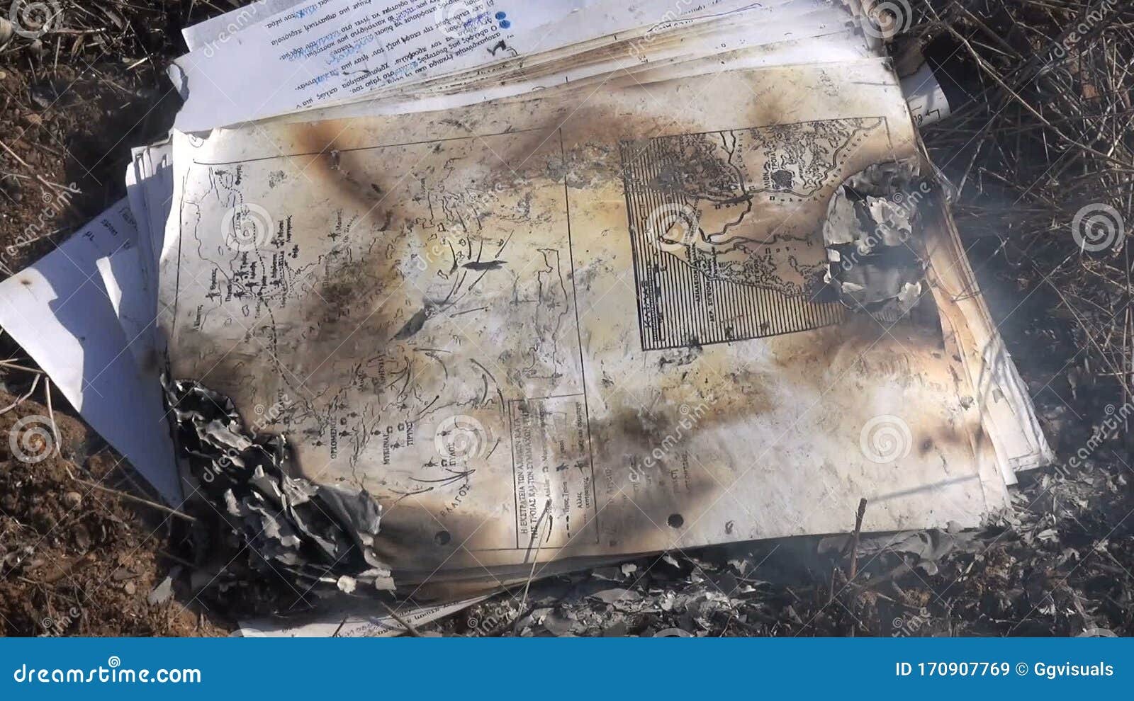 Burning old maps and notes stock video. Video of burn - 170907769