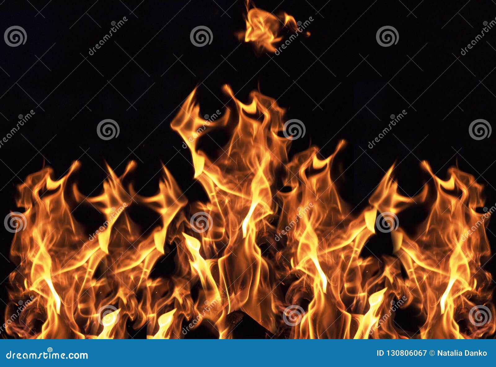 Burning Orange Flame on Black Background Stock Image - Image of ...