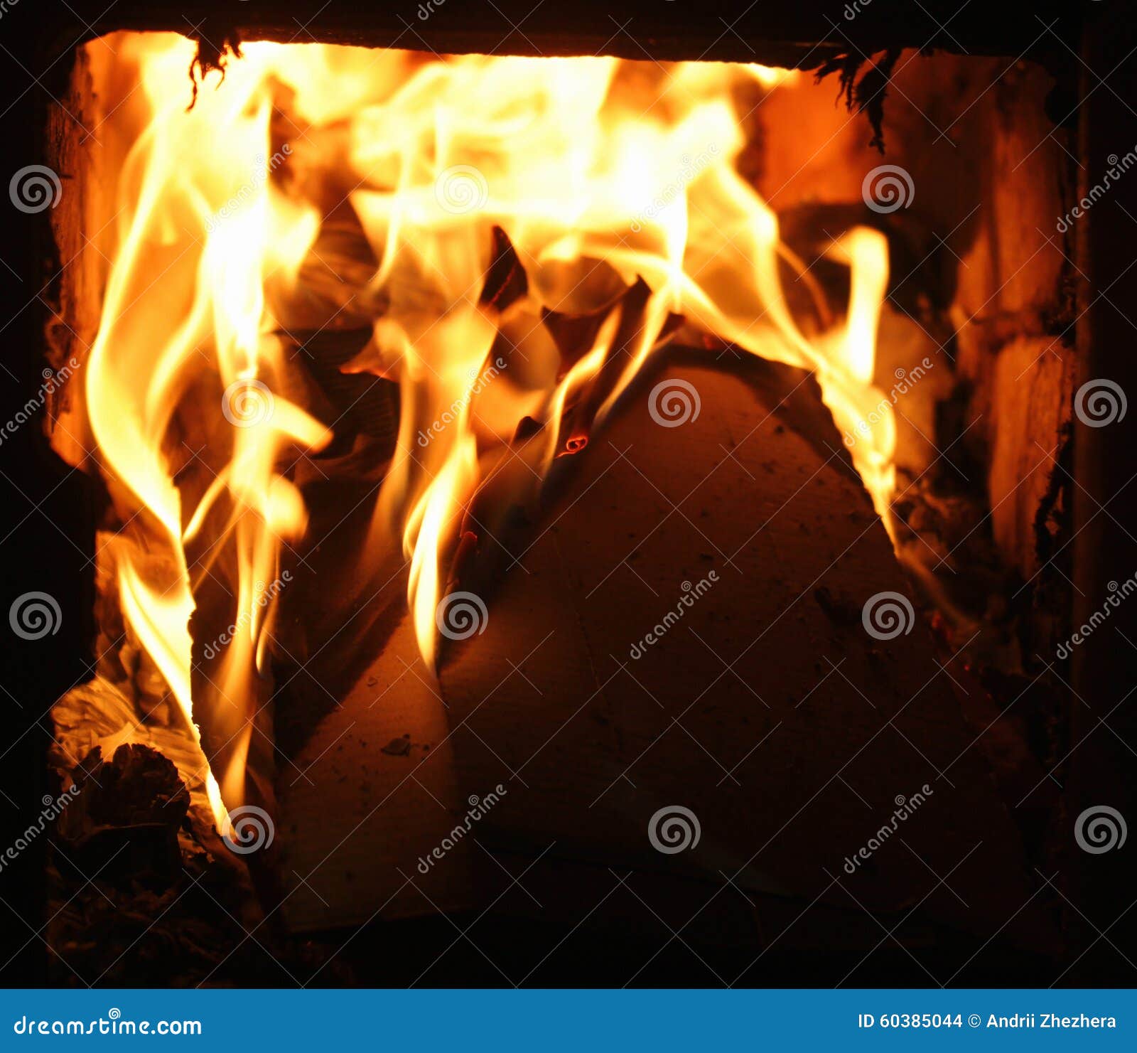 Burning Paper And Cardboard - Orange And Yellow Glowing Flames Stock ...
