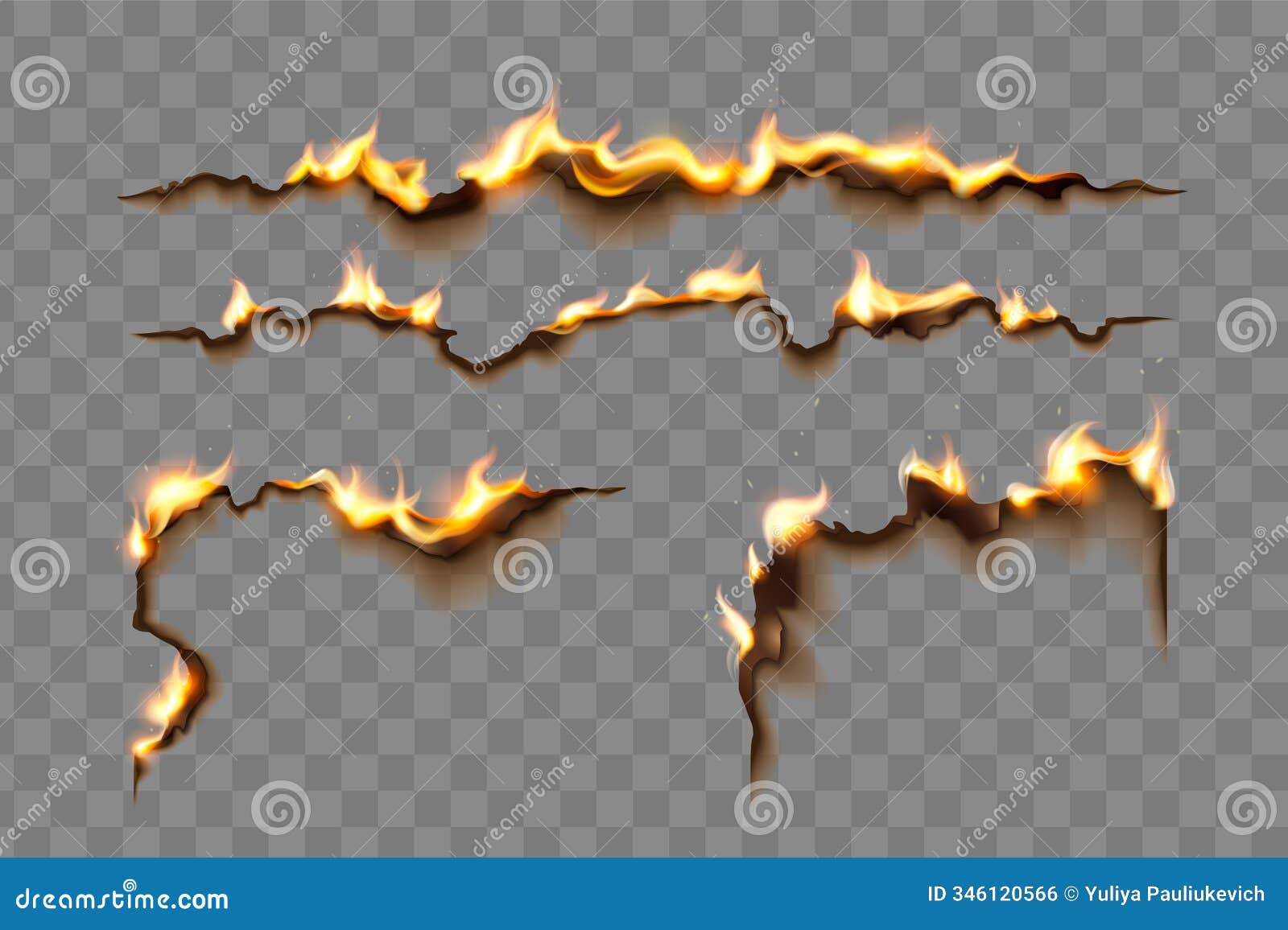 Burning Paper Edges with Glowing Flames Stock Illustration ...