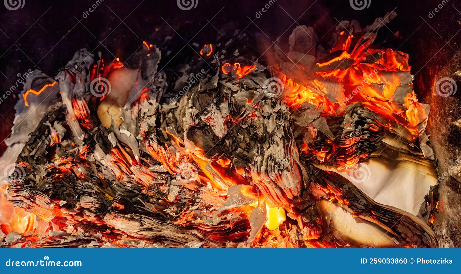 Burning Paper in the Fireplace Stock Photo - Image of heat, bonfire ...
