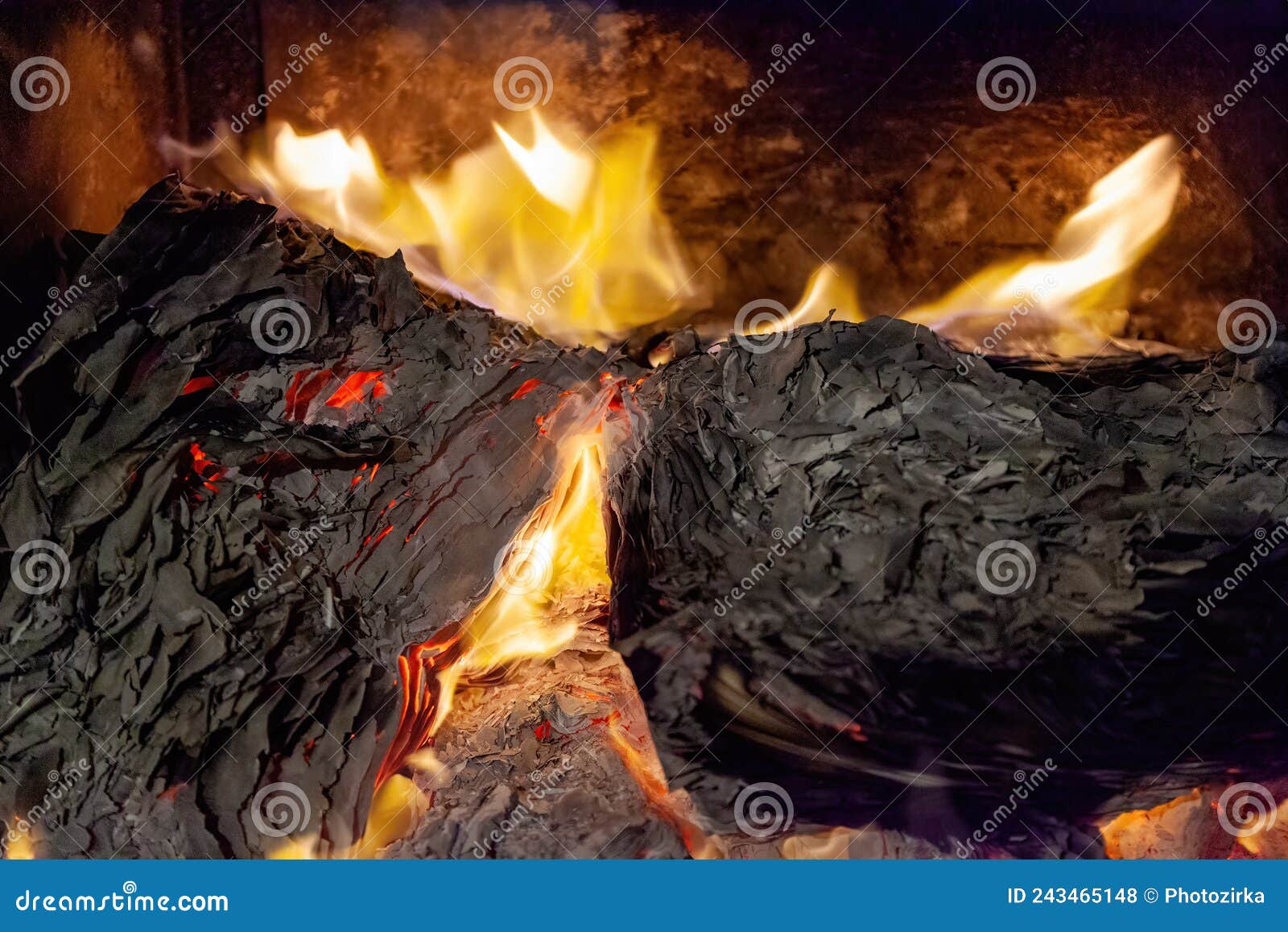 Burning Paper in the Fireplace Stock Photo - Image of open, furnace ...
