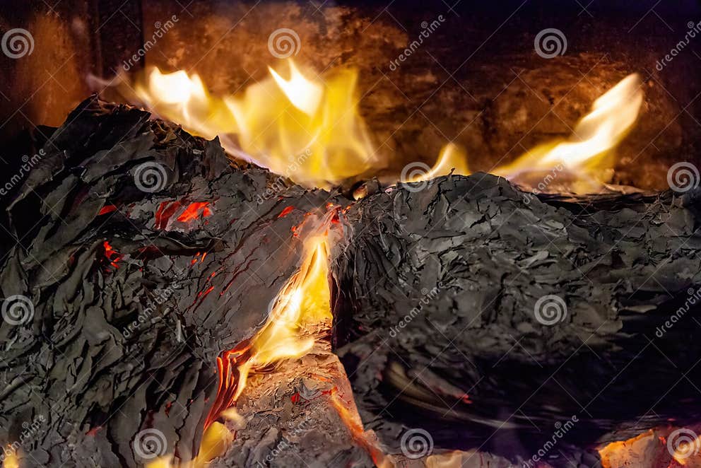 Burning Paper in the Fireplace Stock Photo - Image of open, furnace ...