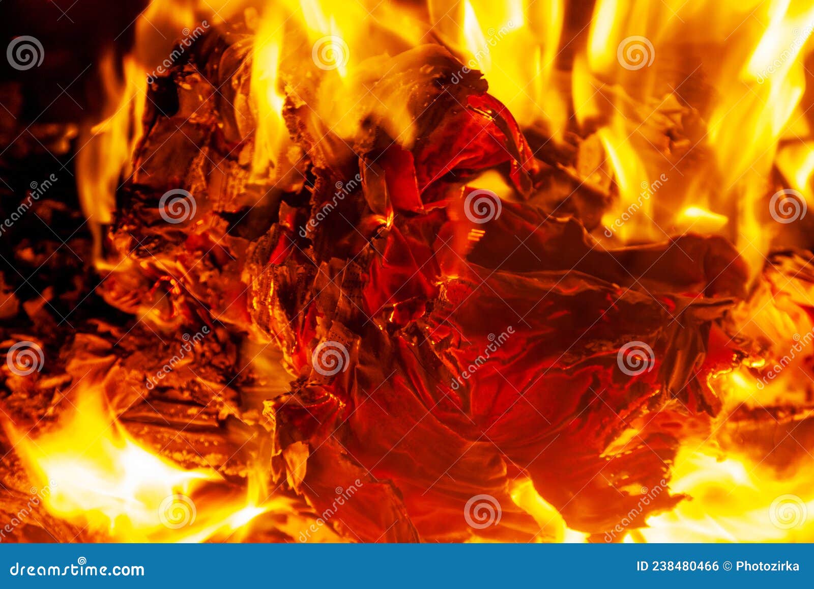 Burning Paper in the Fireplace Stock Photo - Image of bonfire, night ...