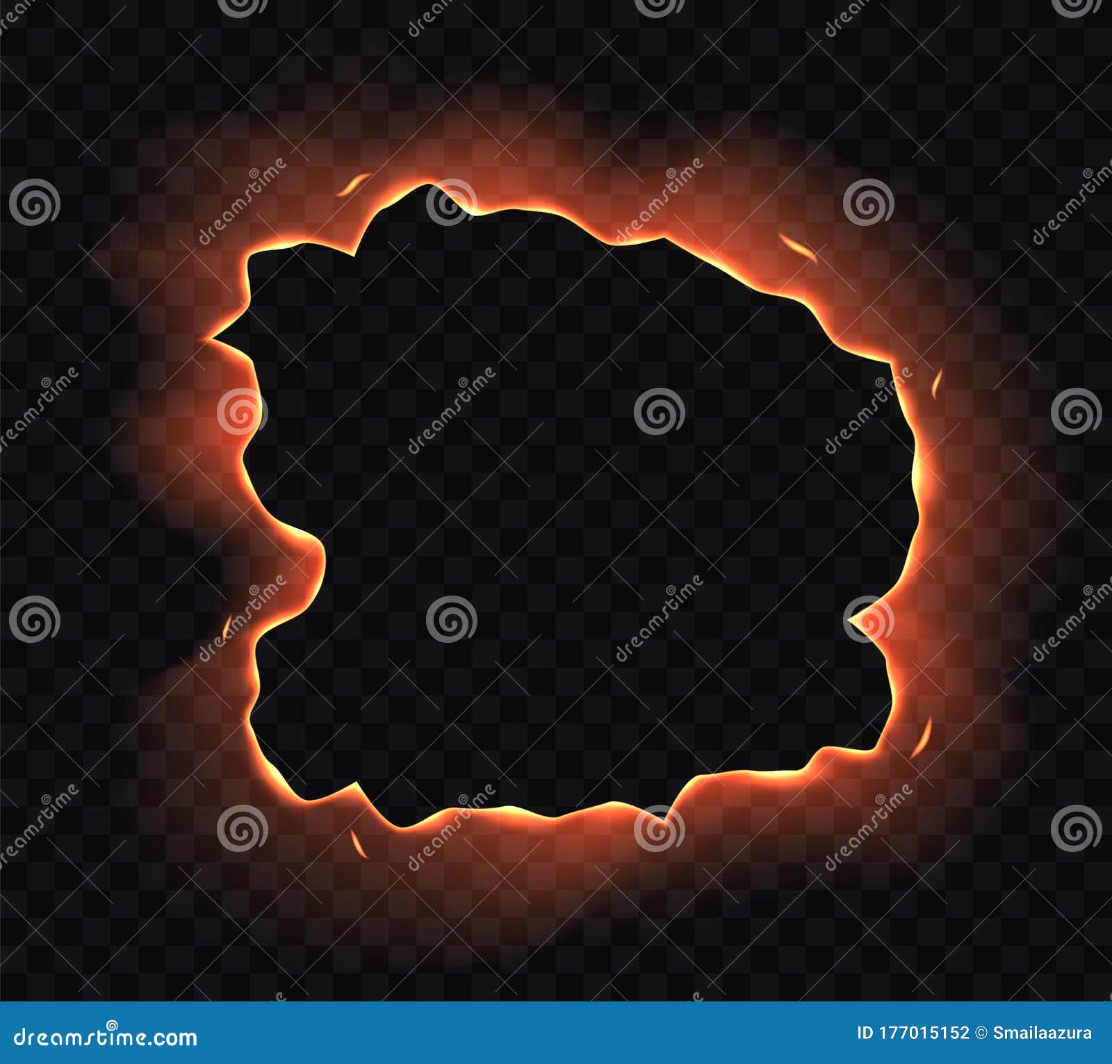 Burning Paper Hole, Edge, Frame With Fire Sparks Isolated On ...