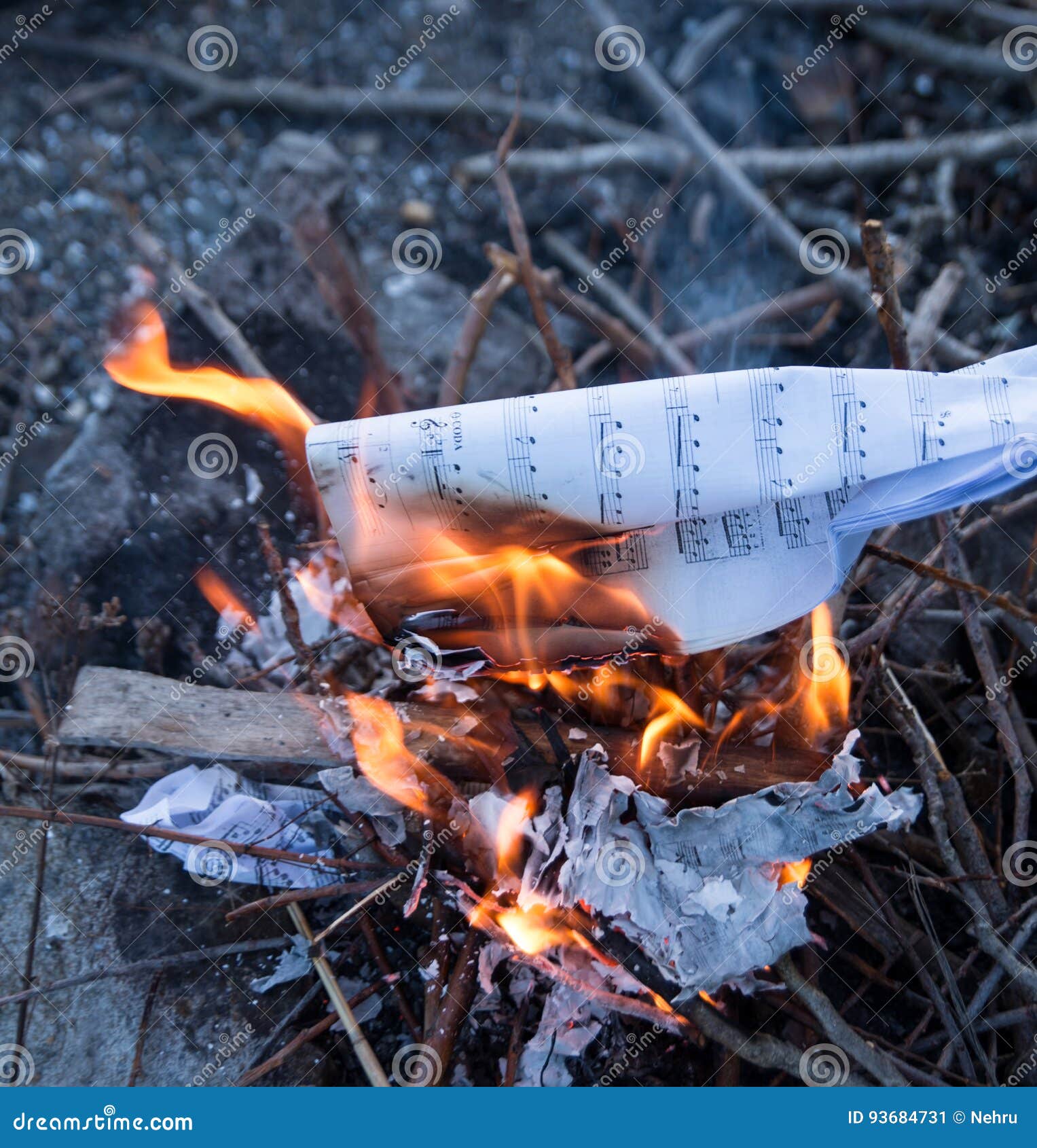 Burning Paper with Music Notes Stock Image - Image of music, burning ...