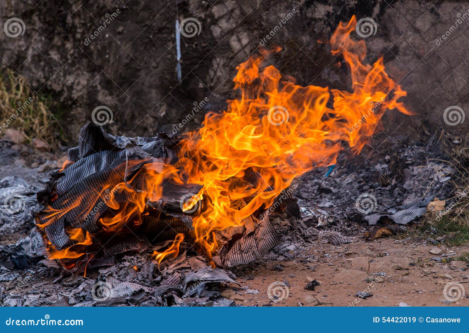 Burning Papers and Box with Flames and Ash Stock Image - Image of heat ...