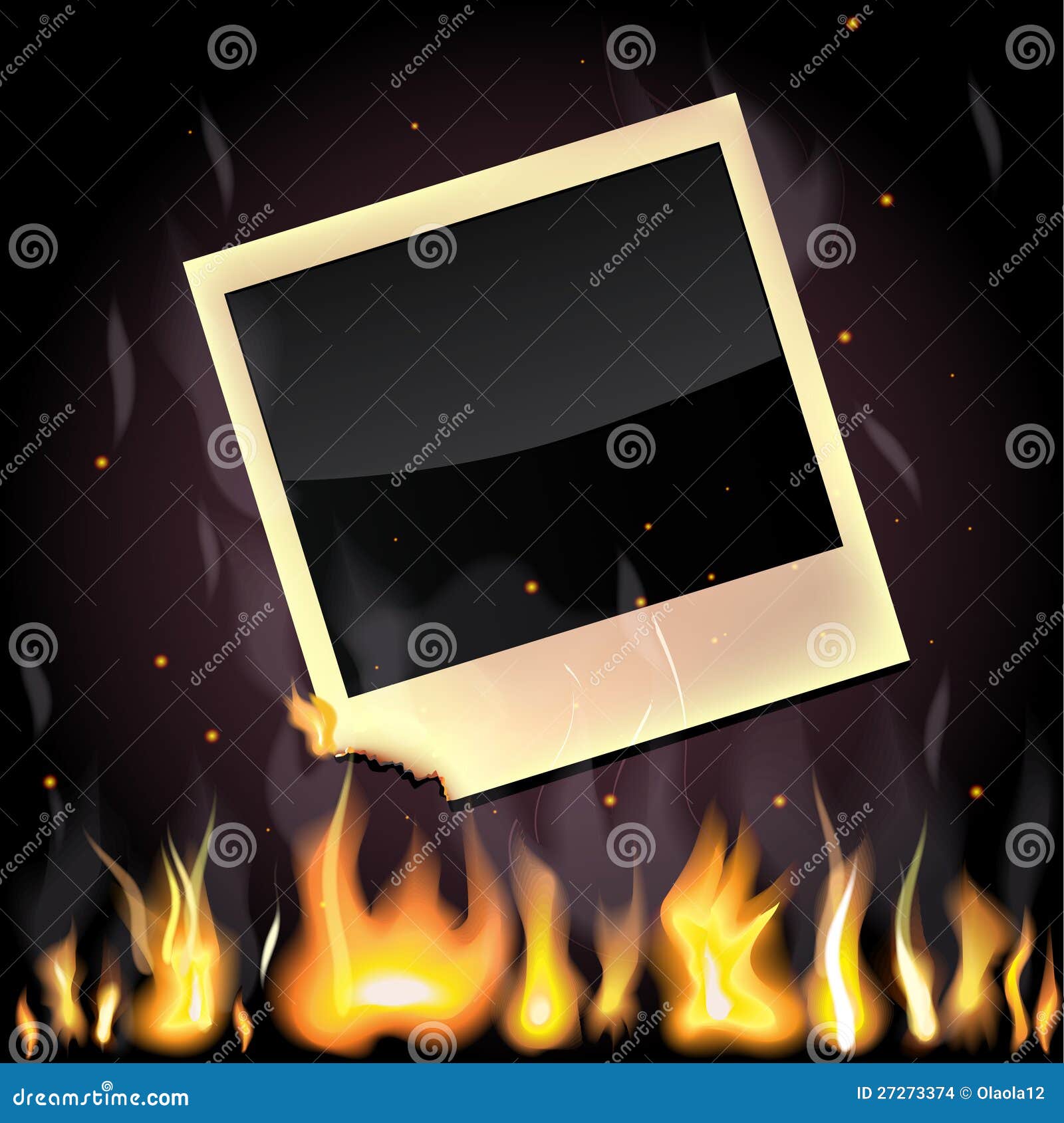 Burning photo card stock vector. Illustration of fire - 27273374