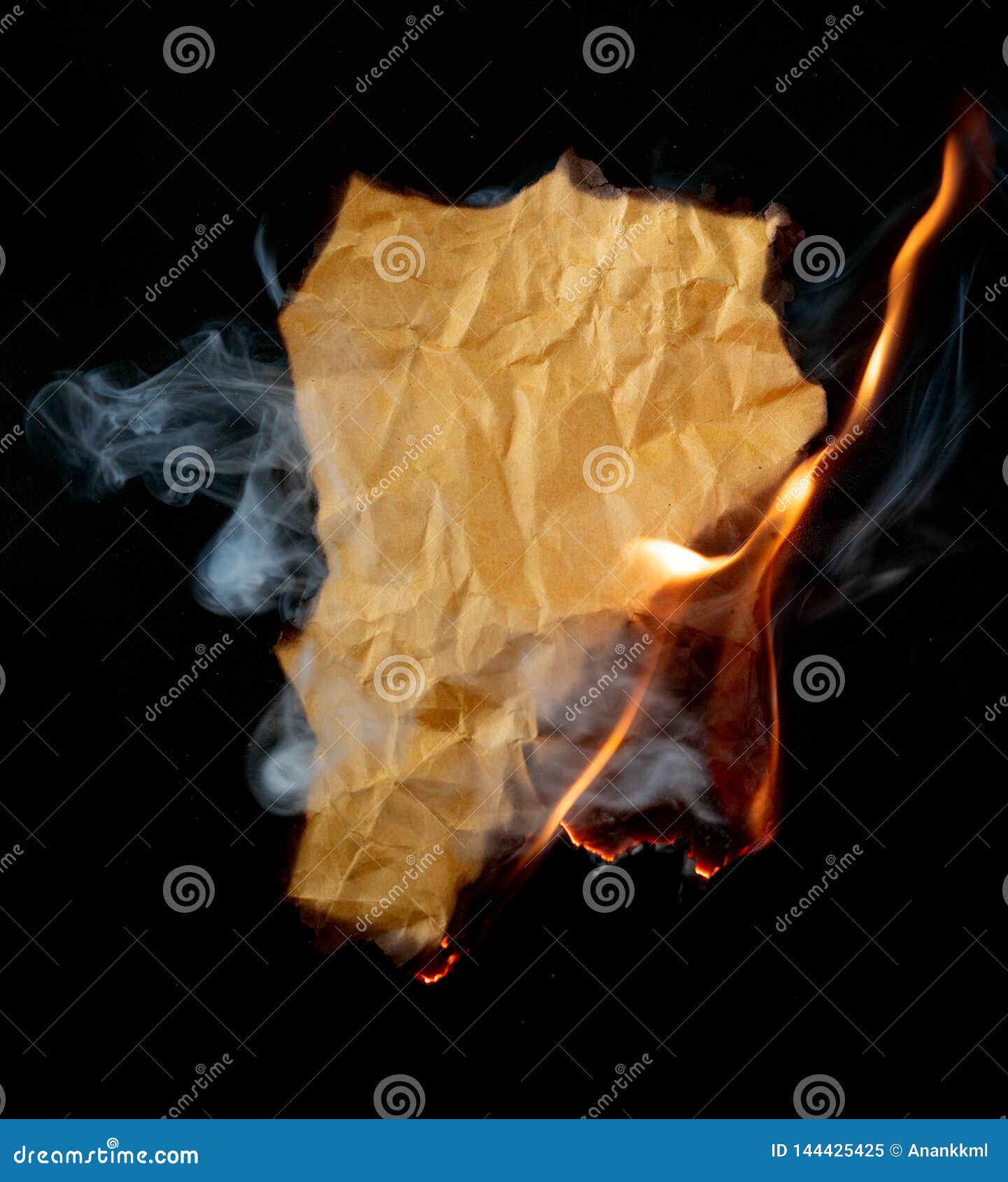 Burning Piece of Crumpled Paper Stock Image - Image of abstract, ignite ...