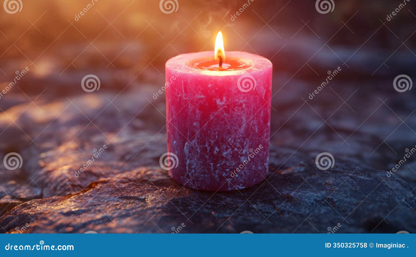 Burning Pink Candle on Dark Rock Surface Stock Illustration ...