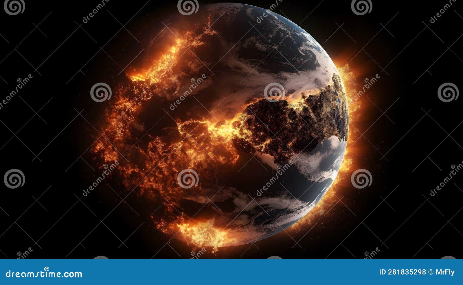Burning Planet, Environmental Destruction Concept Stock Illustration ...