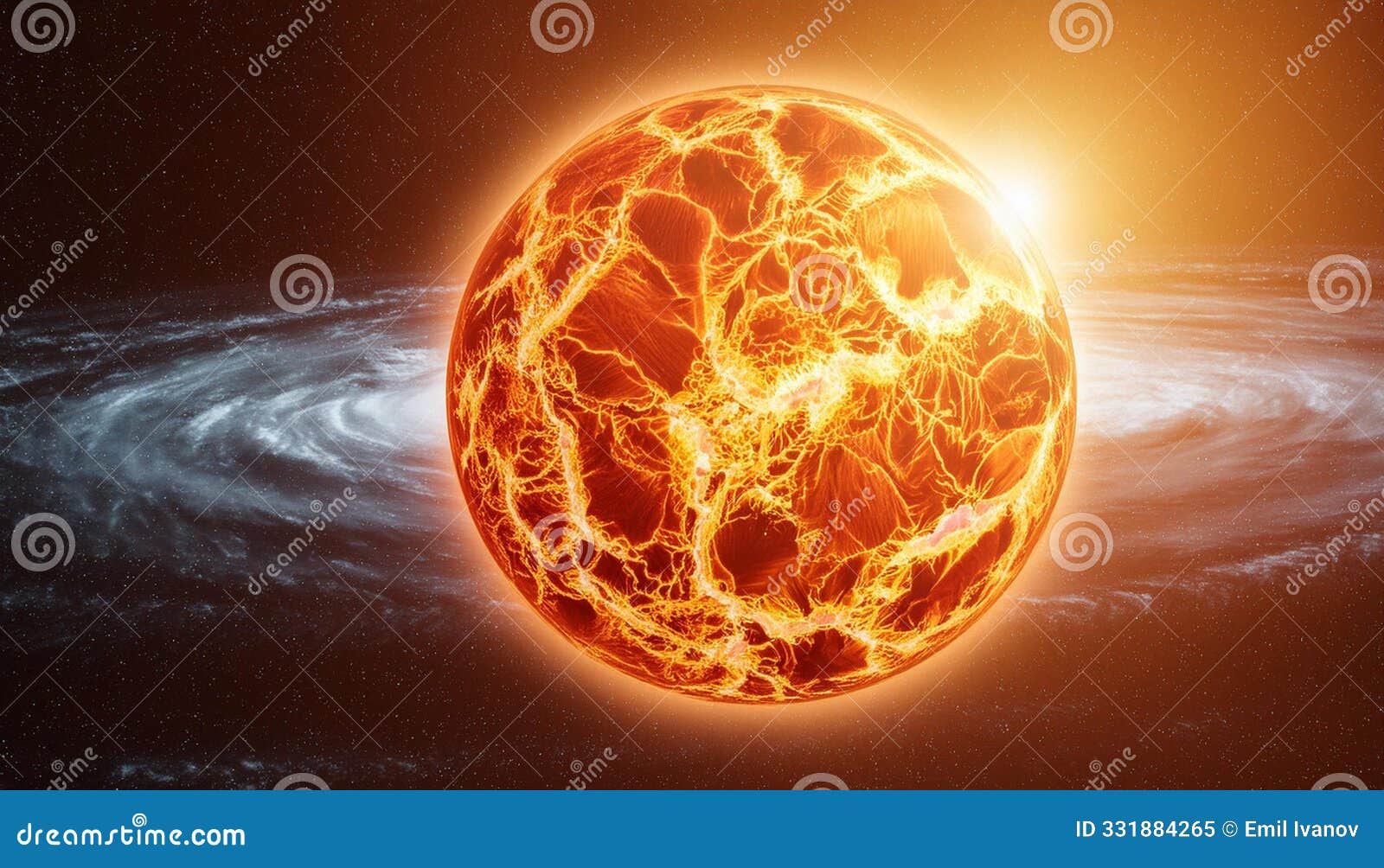 Burning Planet Exploding in Outer Space with Galaxy Background Stock ...