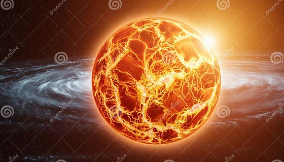Burning Planet Exploding in Outer Space with Galaxy Background Stock ...