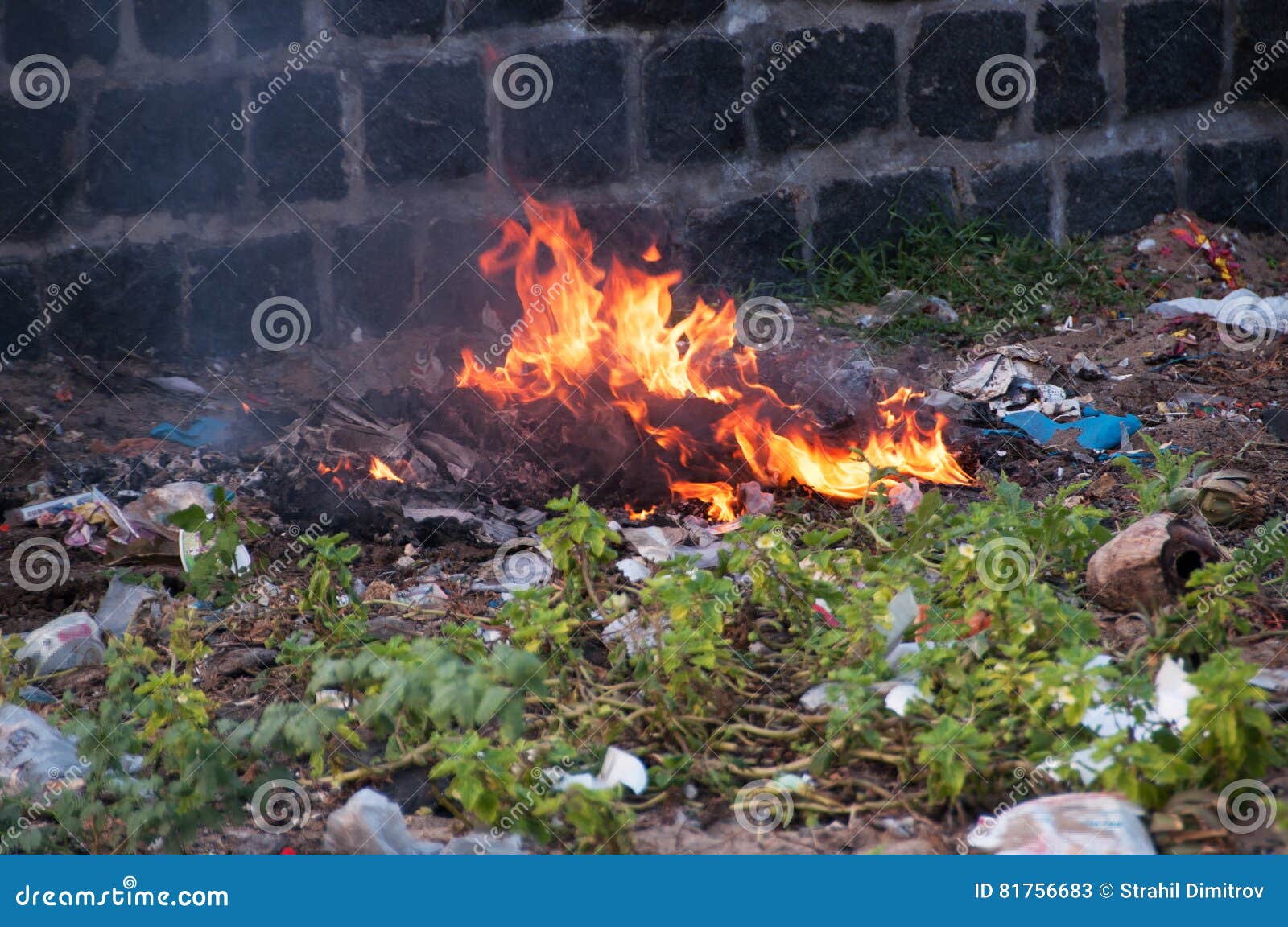 Burning plastic trash stock image. Image of plastic, pollution - 81756683