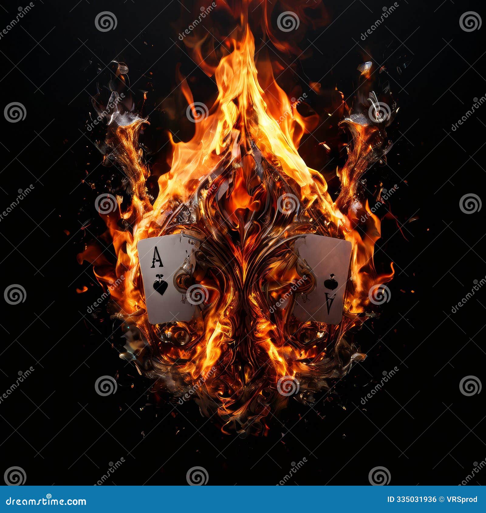 Burning Playing Cards in Dramatic Fire Explosion with Ace of Spades ...