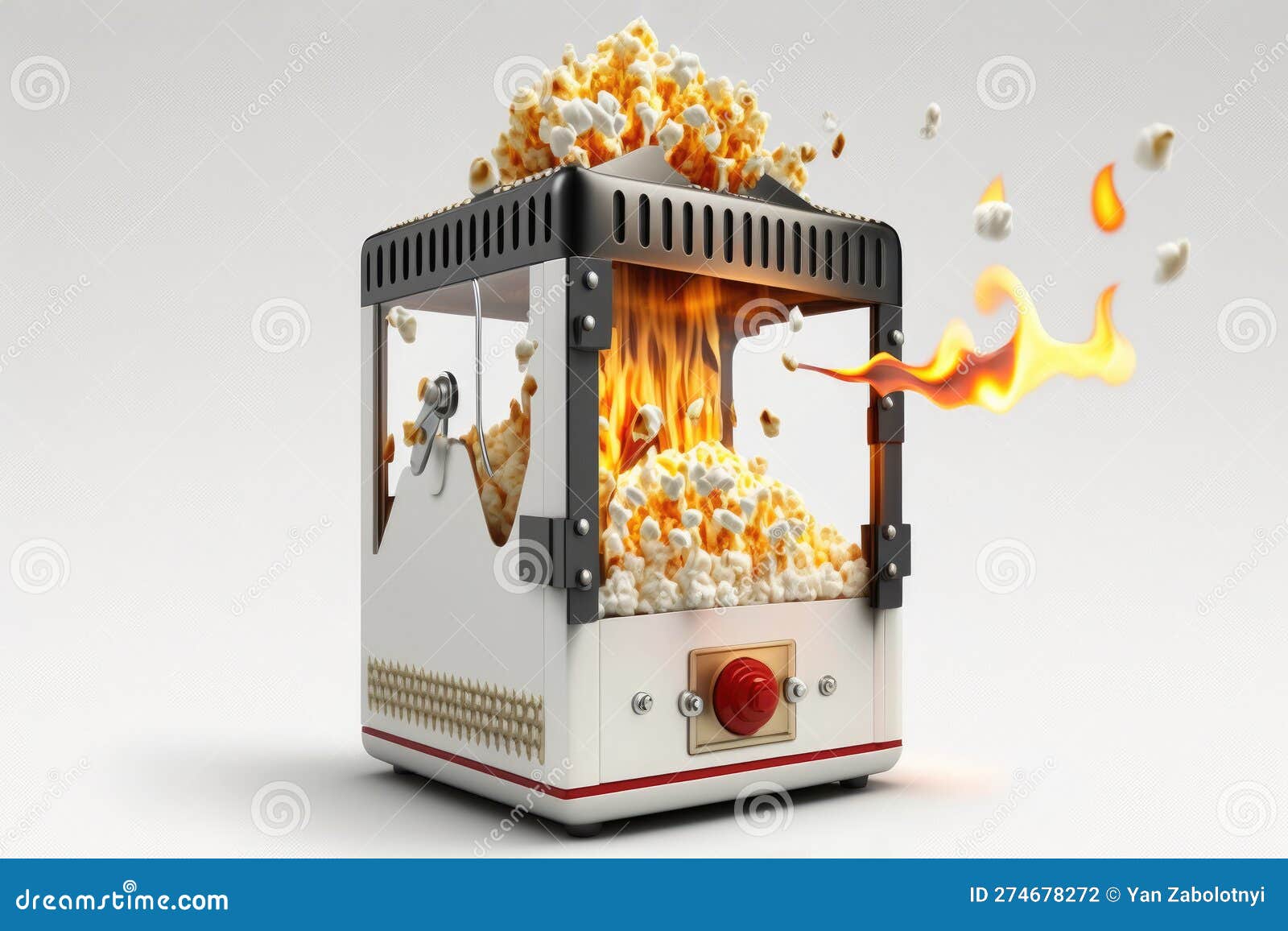 Burning Popcorn Maker on a White Background. Generative AI Stock ...