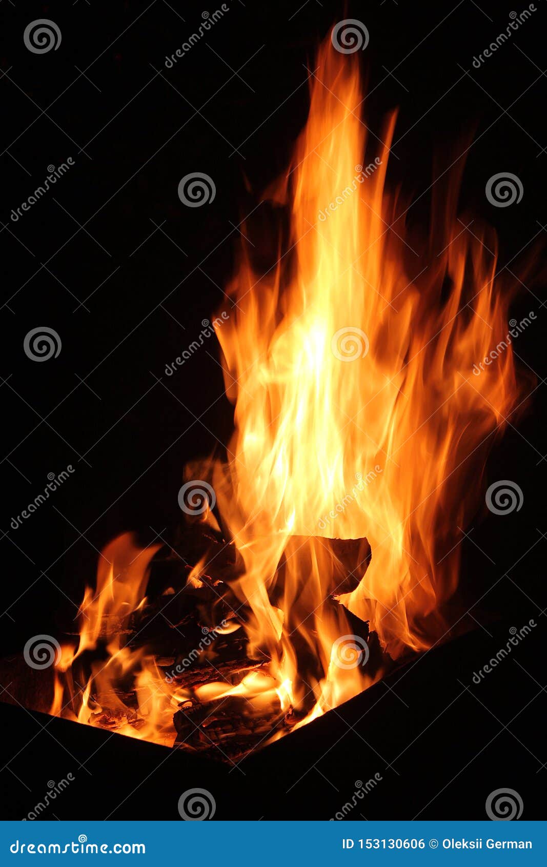 Burning powerful fire stock photo. Image of orange, grill - 153130606