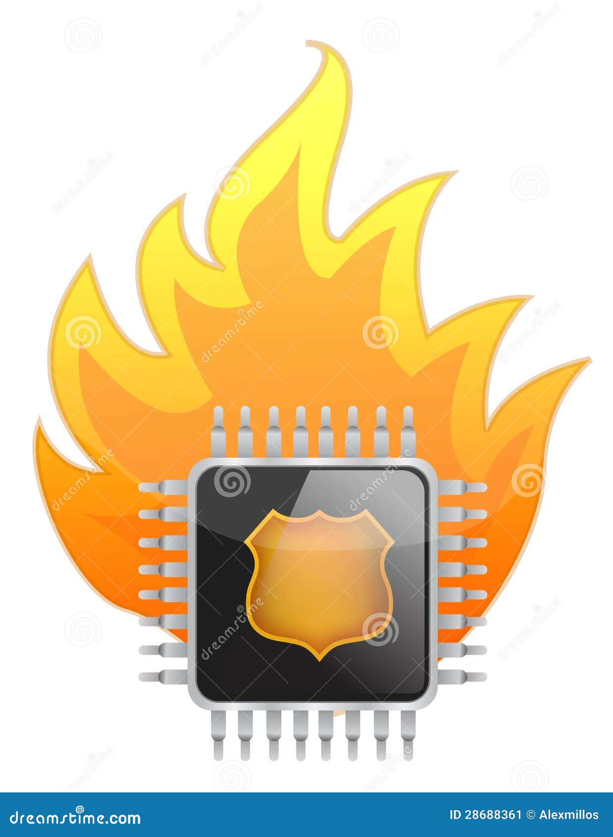 Burning Processor chip stock illustration. Illustration of core - 28688361