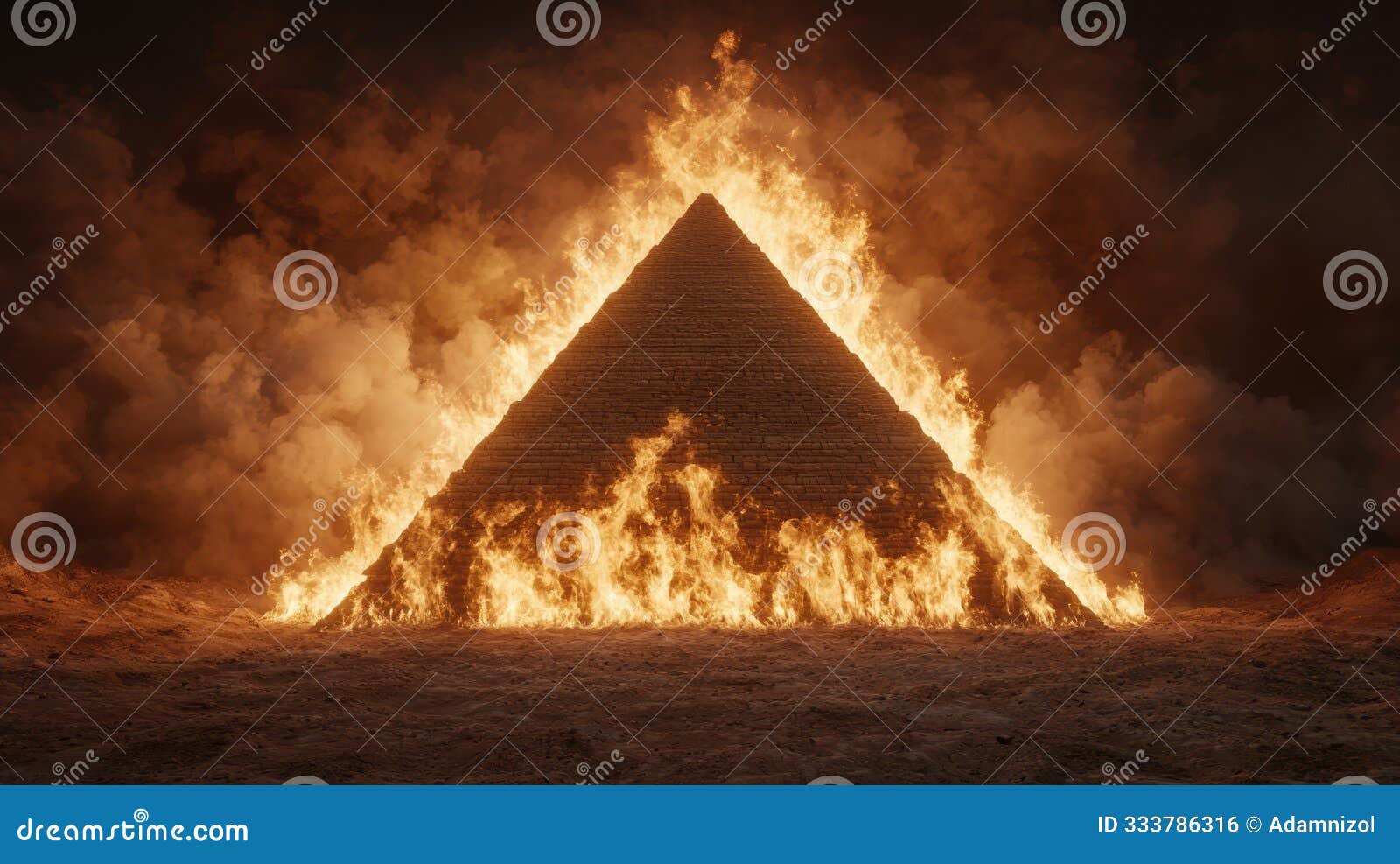 Burning Pyramid in Apocalyptic Landscape Stock Illustration ...