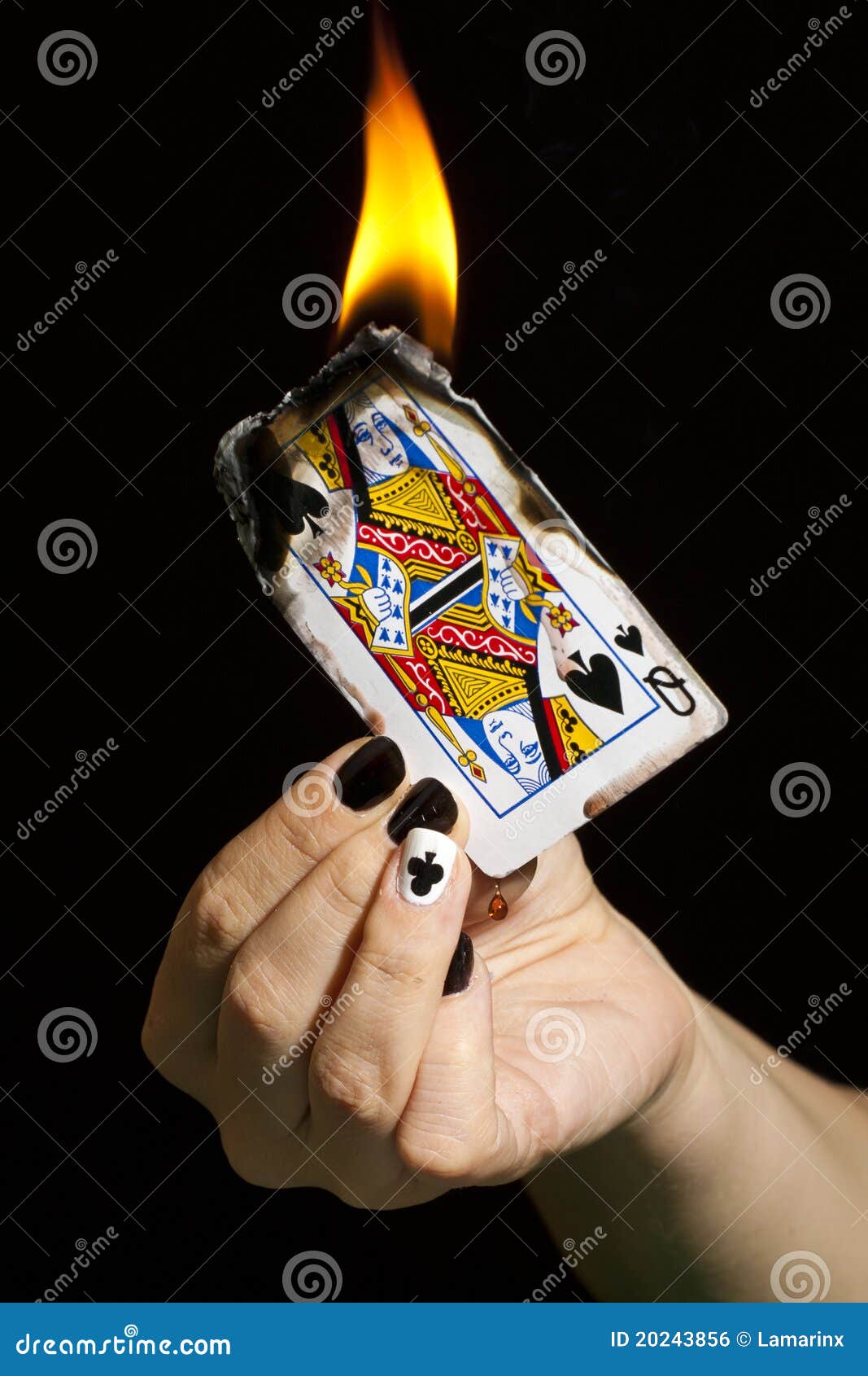 Burning the Queen of Spades. Stock Photo - Image of burn, conflict ...