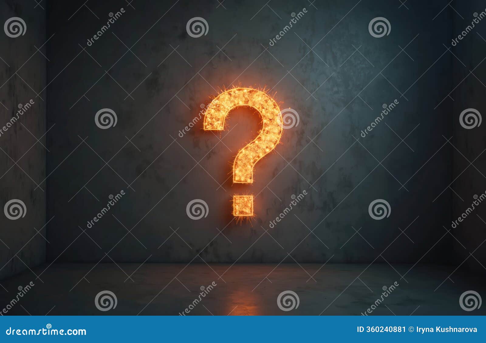 Burning Question Mark in Dark Grey Room Illustrates Problem Solving ...