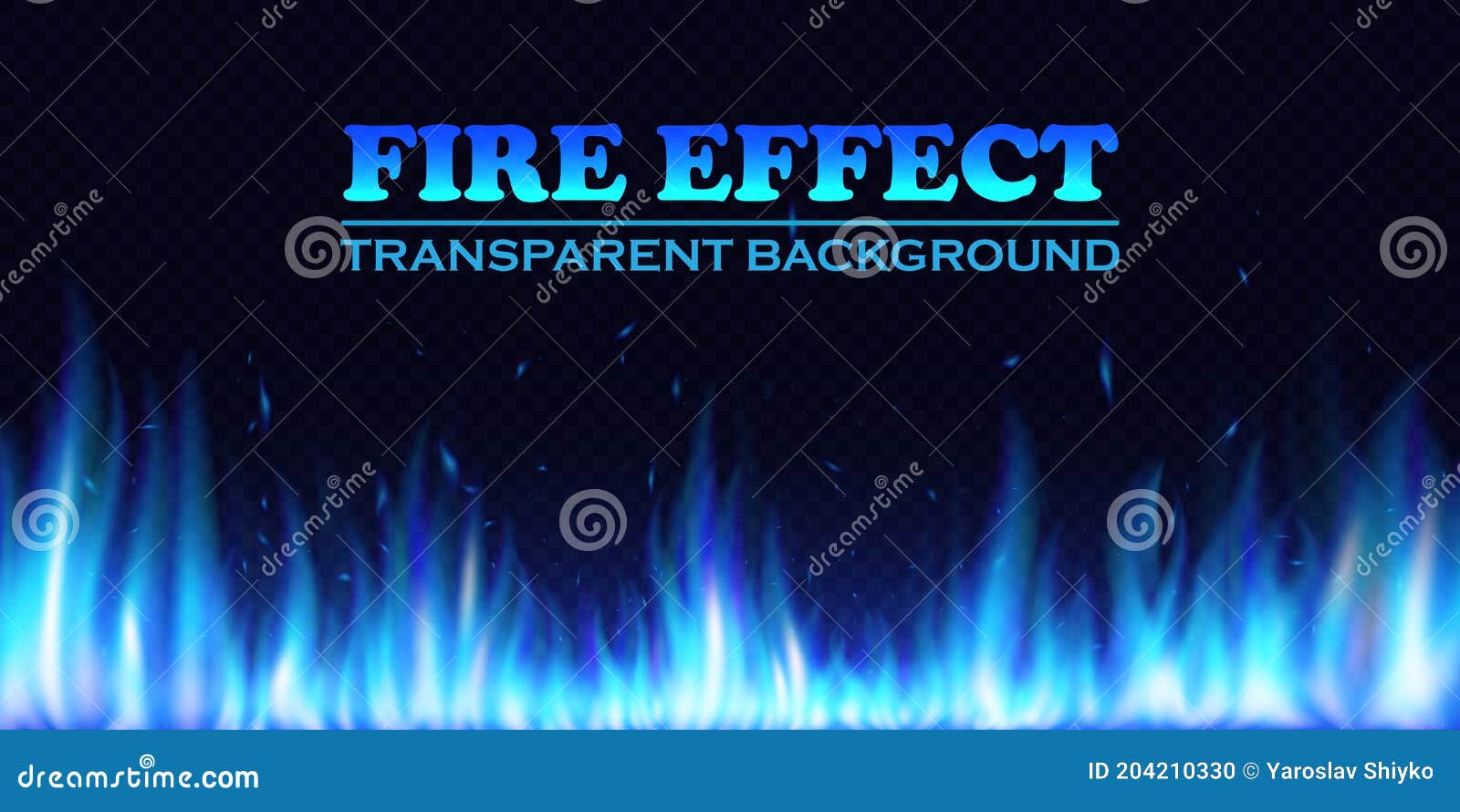 Burning Realistic Blue Fire Flames. Glowing Particles. Light Effect ...
