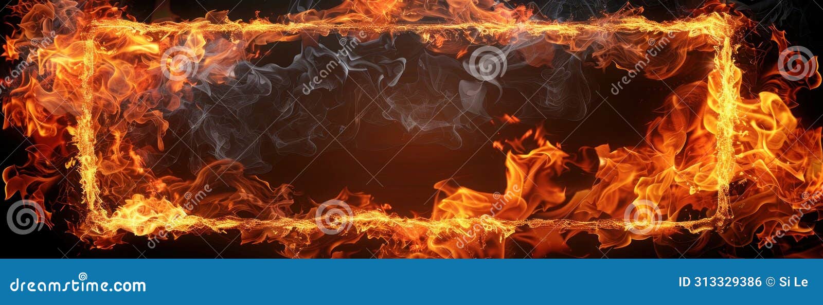 Burning Rectangular Border on Dark Background - AI Artwork Stock ...