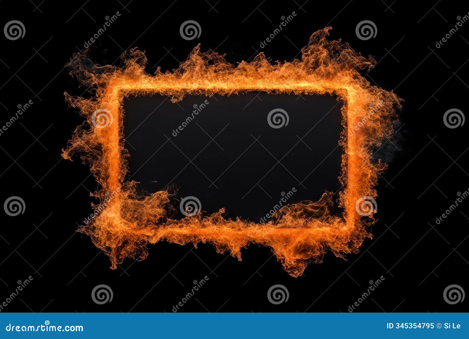 Burning Rectangular Frame on Black Background Stock Illustration ...