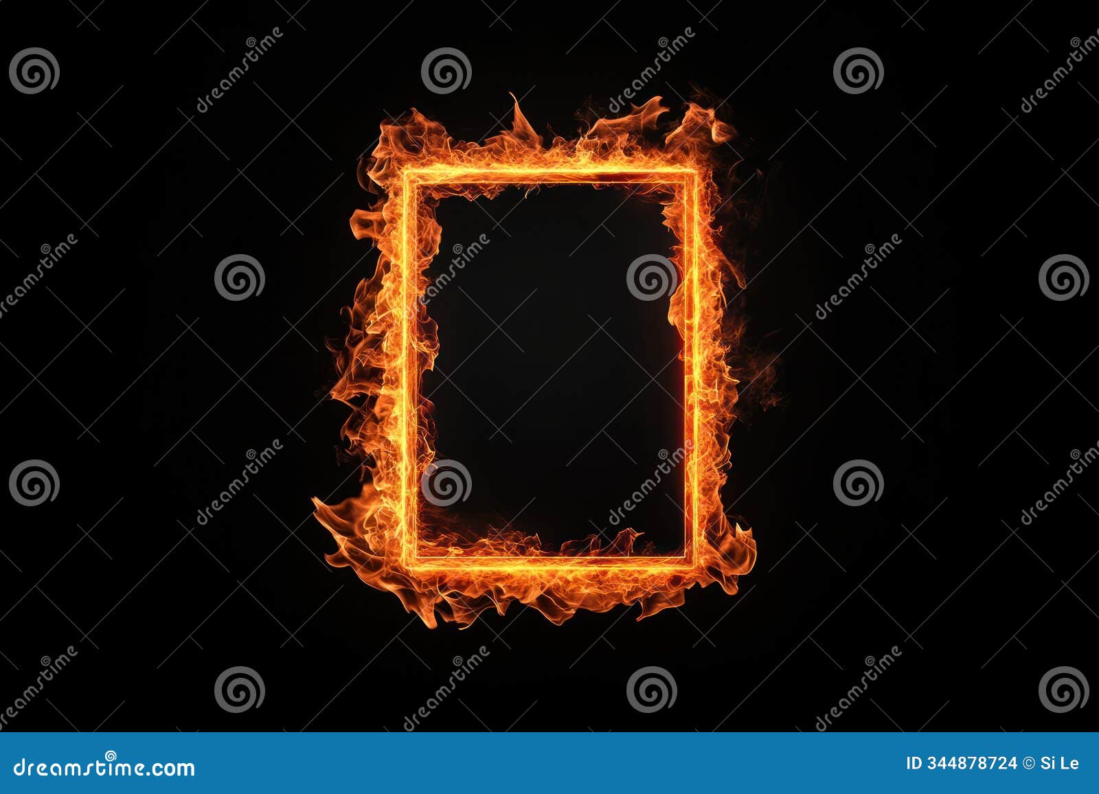 Burning Rectangular Frame on Black Background Stock Illustration ...