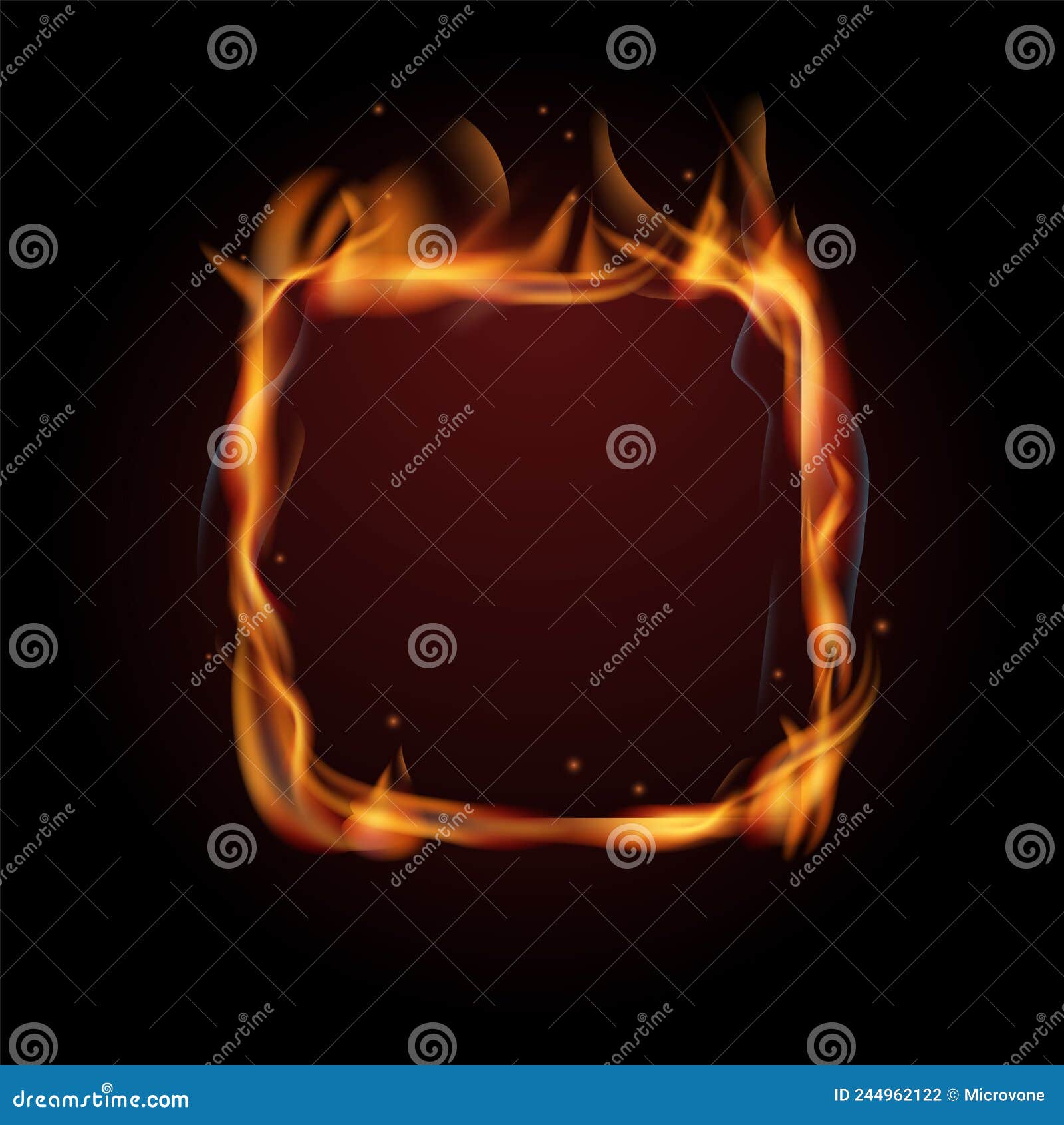 Burning Rectangular Frame. Realistic Hot Fire Shape Stock Vector ...