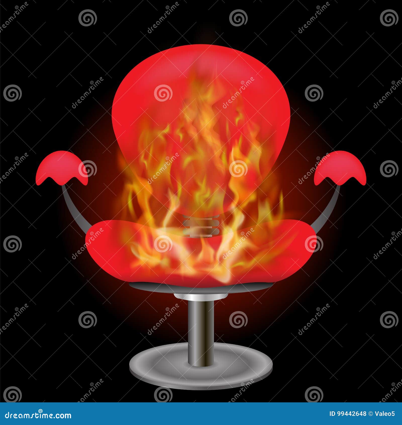 Burning Red Armchair with Fire Flame Background Stock Vector ...