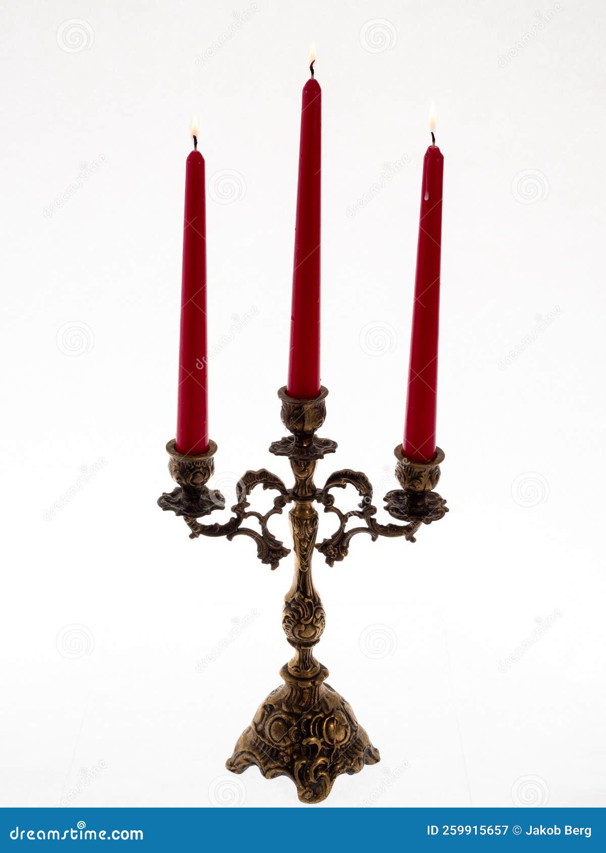 Burning Red Candles on a White Background. Burning Candles Isolated on ...