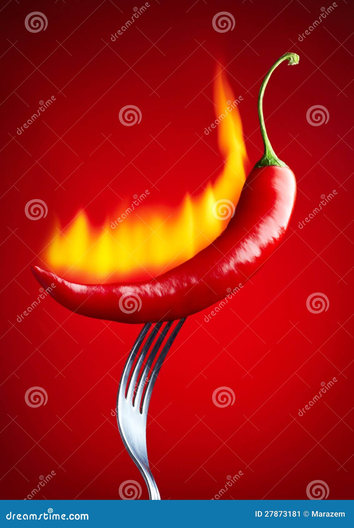 Burning red chili pepper stock image. Image of fork, background - 27873181