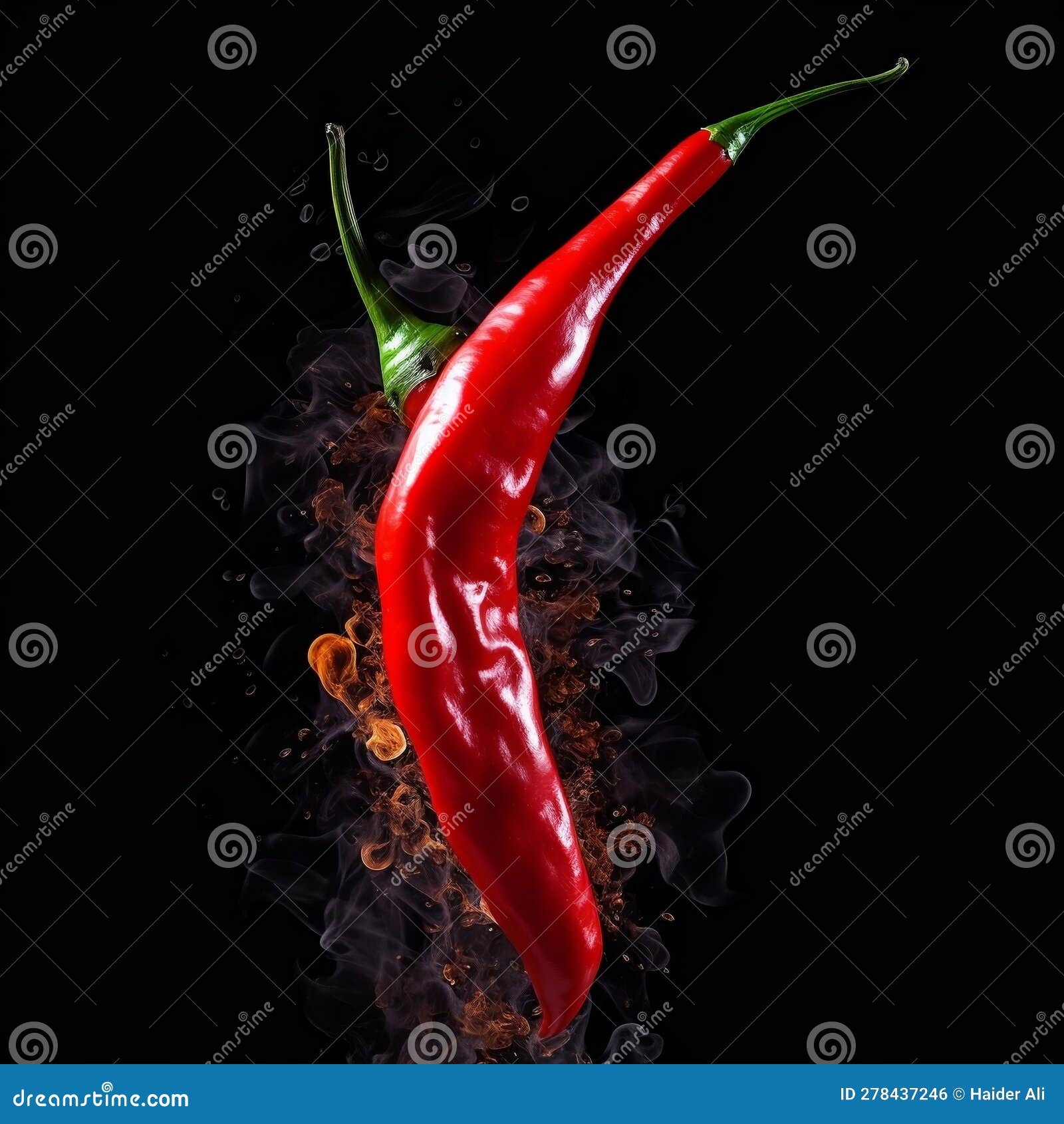 Burning Red Chili Pepper On A Black Background. AI Royalty-Free Stock ...