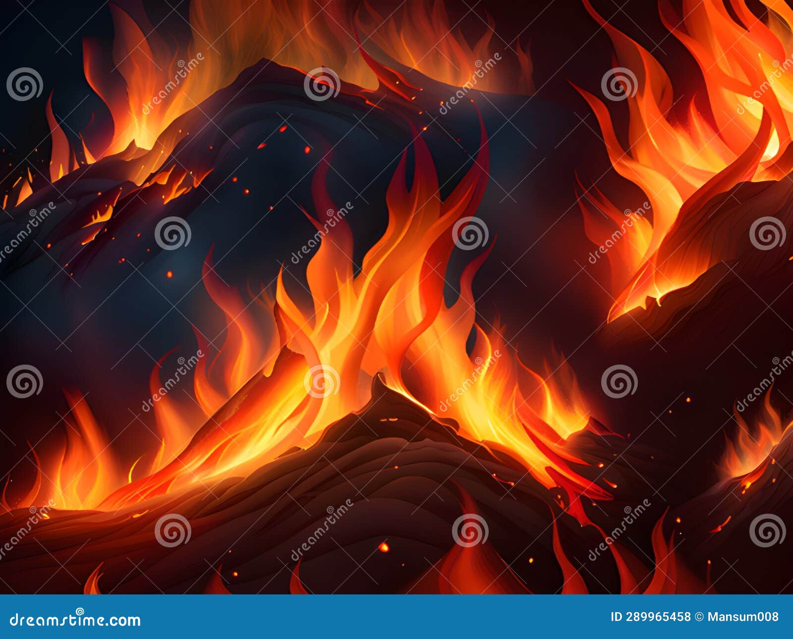Burning Red Fire on a Dark Background, Illustration, Ai Generated Stock ...