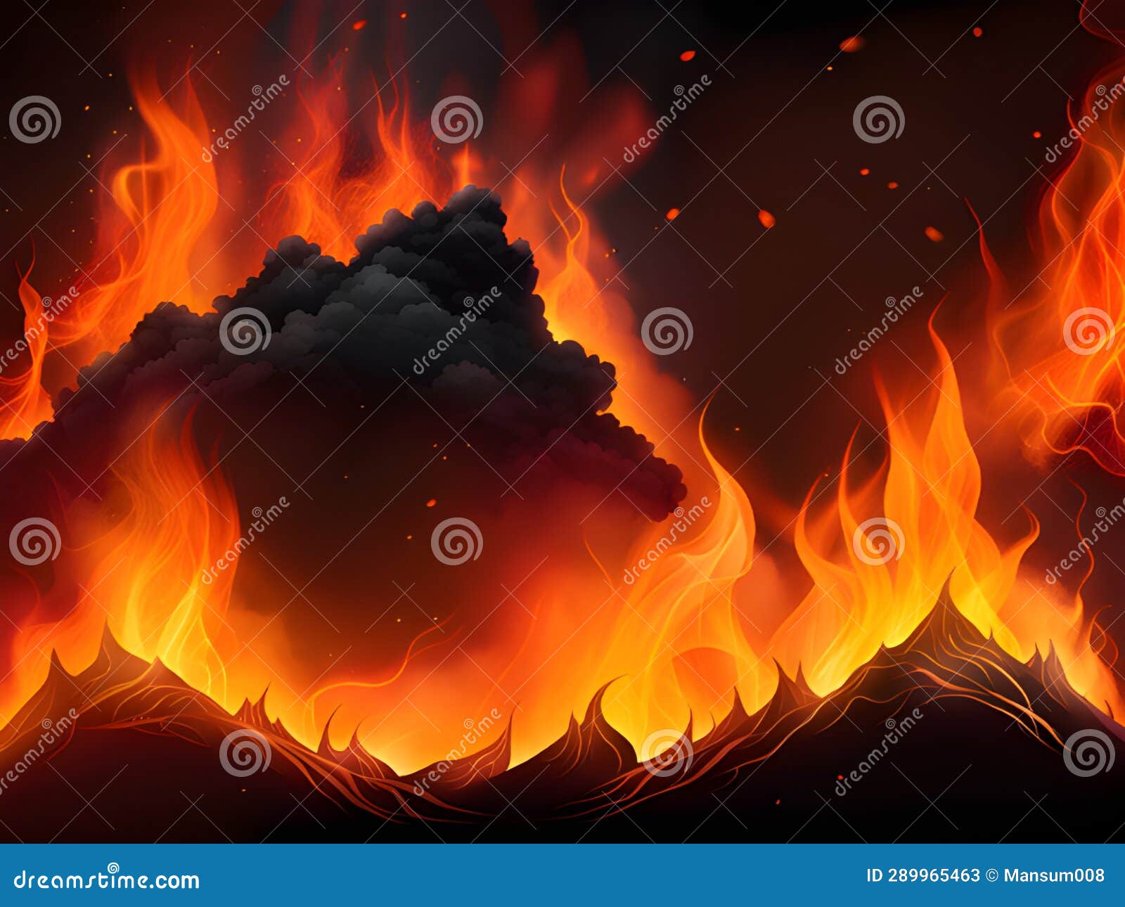 Burning Red Fire on a Dark Background, Illustration, Ai Generated Stock ...