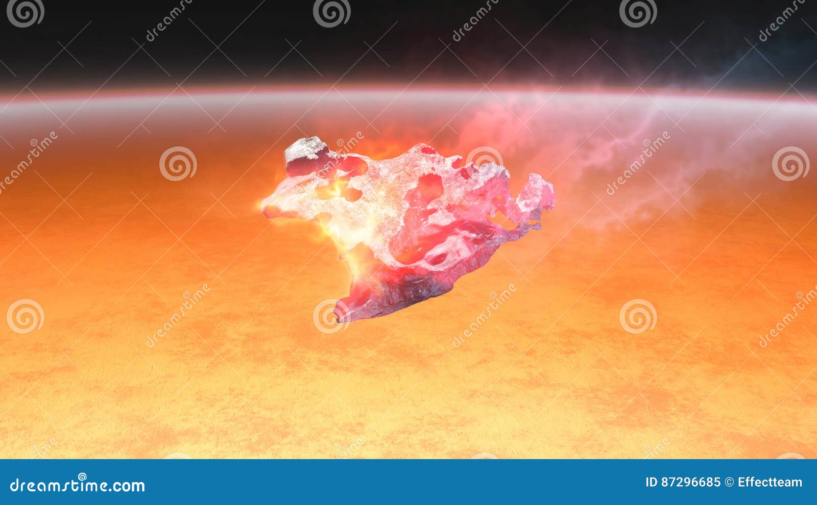 Burning Red Fire Meteorite Falling To Sun Stock Illustration ...