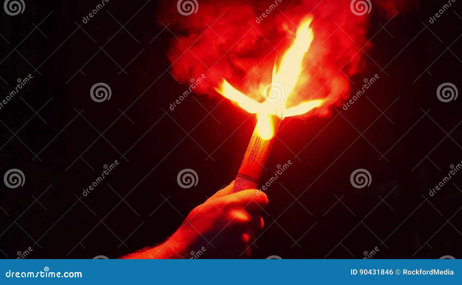 Burning Red Flare Held Up at Night Stock Footage - Video of disaster ...