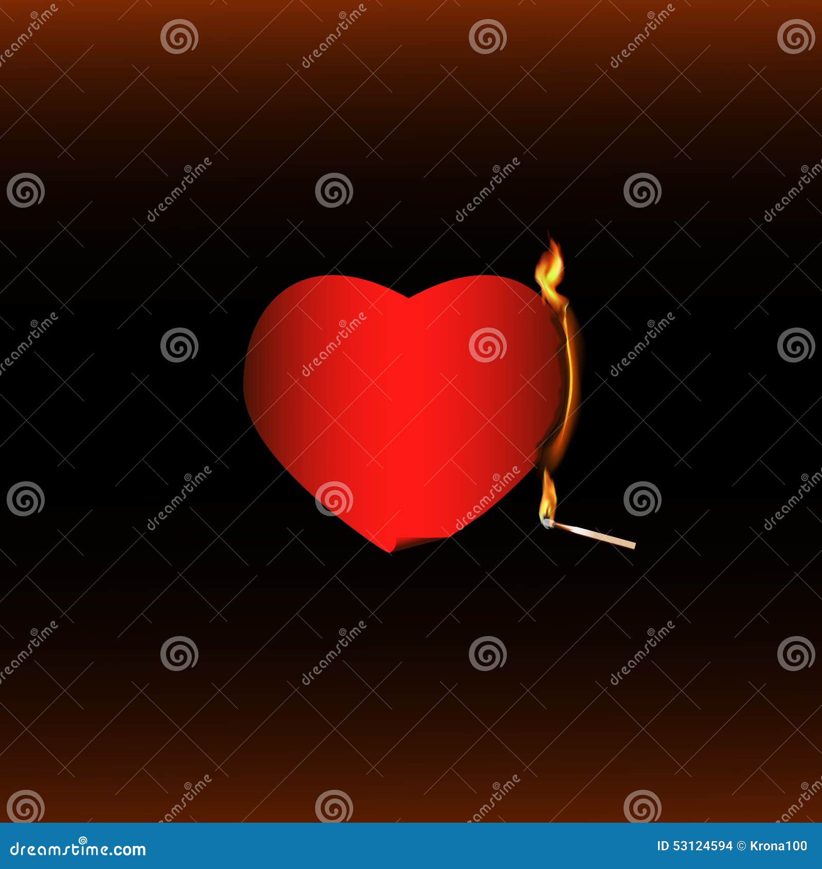 Burning Red Heart End Burning Match Stock Vector - Illustration of ...